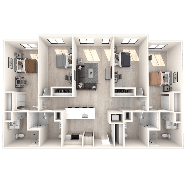 Studio 1-5 Bedroom Student Apartment Floor Plans | Trailside Student Living