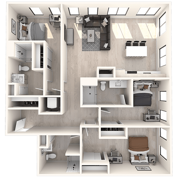 Studio 1-5 Bedroom Student Apartment Floor Plans | Trailside Student Living