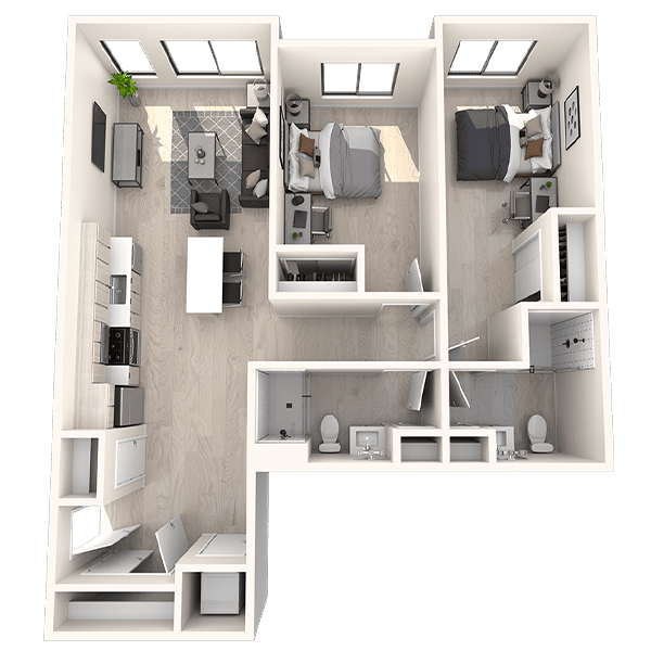Studio 1-5 Bedroom Student Apartment Floor Plans | Trailside Student Living