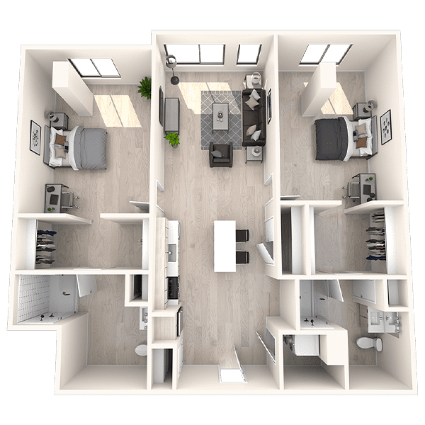 Studio 1-5 Bedroom Student Apartment Floor Plans | Trailside Student Living