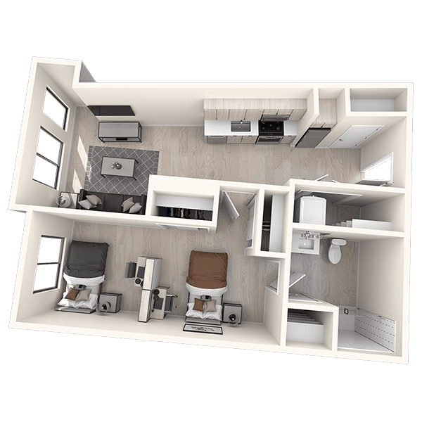 Studio 1-5 Bedroom Student Apartment Floor Plans | Trailside Student Living