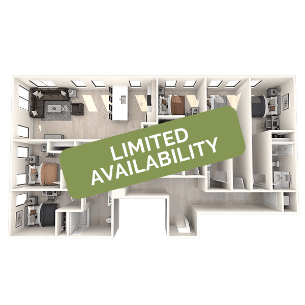 Studio 1-5 Bedroom Student Apartment Floor Plans | Trailside Student Living