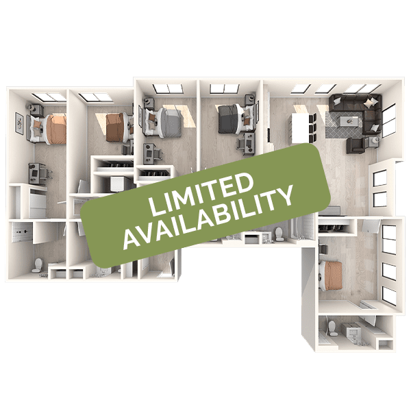 Studio 1-5 Bedroom Student Apartment Floor Plans | Trailside Student Living