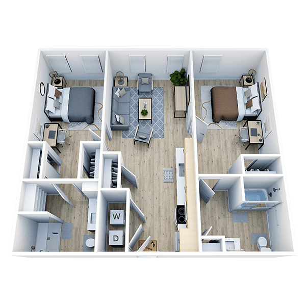 Studio 1-5 Bedroom Student Apartment Floor Plans | Trailside Student Living