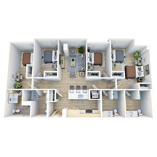 Studio 1-5 Bedroom Student Apartment Floor Plans | Trailside Student Living